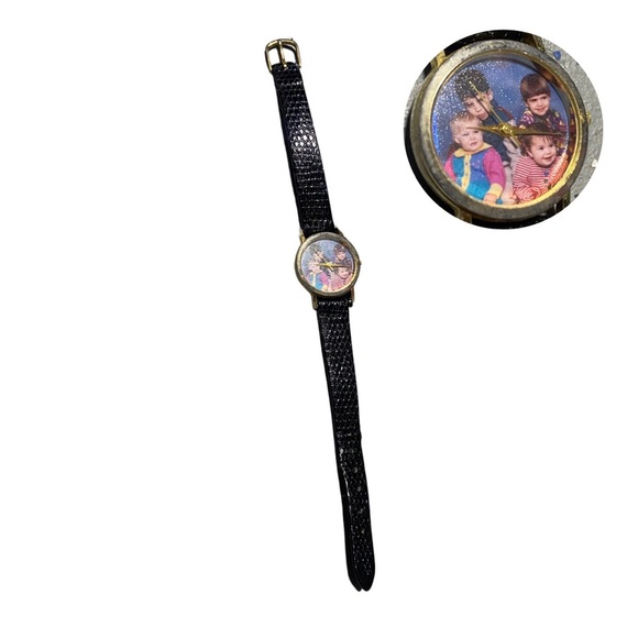 Accessories | Vintage Womens Black Genuine Leather Croc Embossed Watch ...